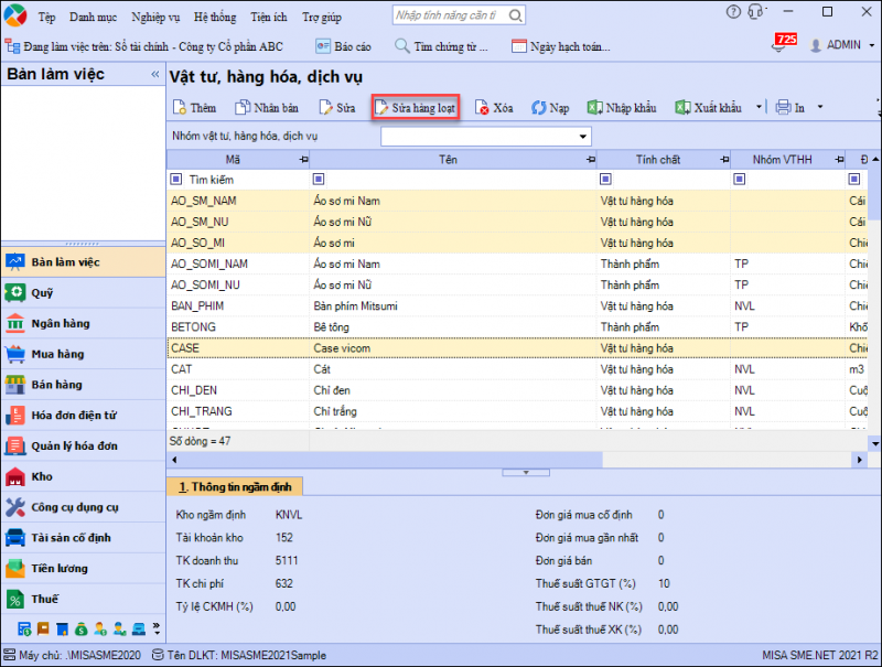 Tôi muốn quản lý VTHH theo từng nhóm VTHH thì làm thế nào? – SME2022