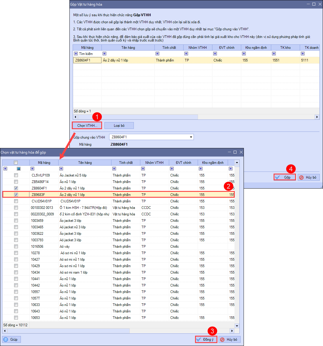 Gộp vật tư hàng hóa – SME2022