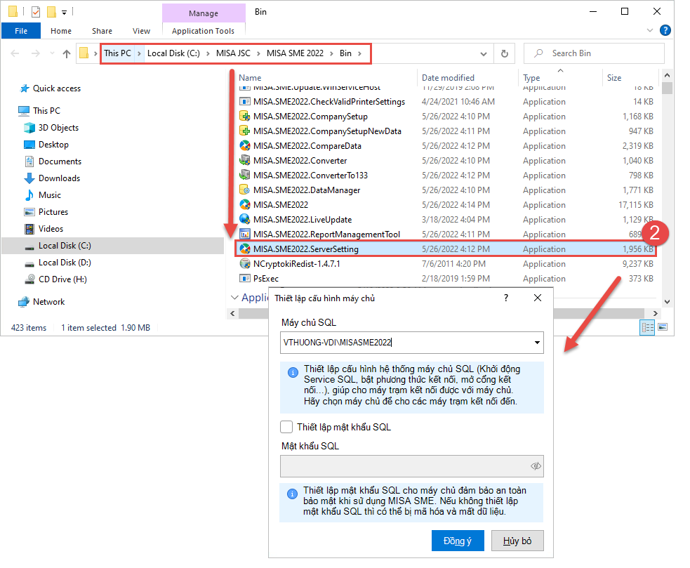 Thay đổi mật khẩu cho máy chủ SQL – SME2022
