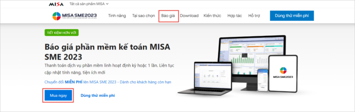 Hướng dẫn đặt mua mới phần mềm MISA SME – SME2023