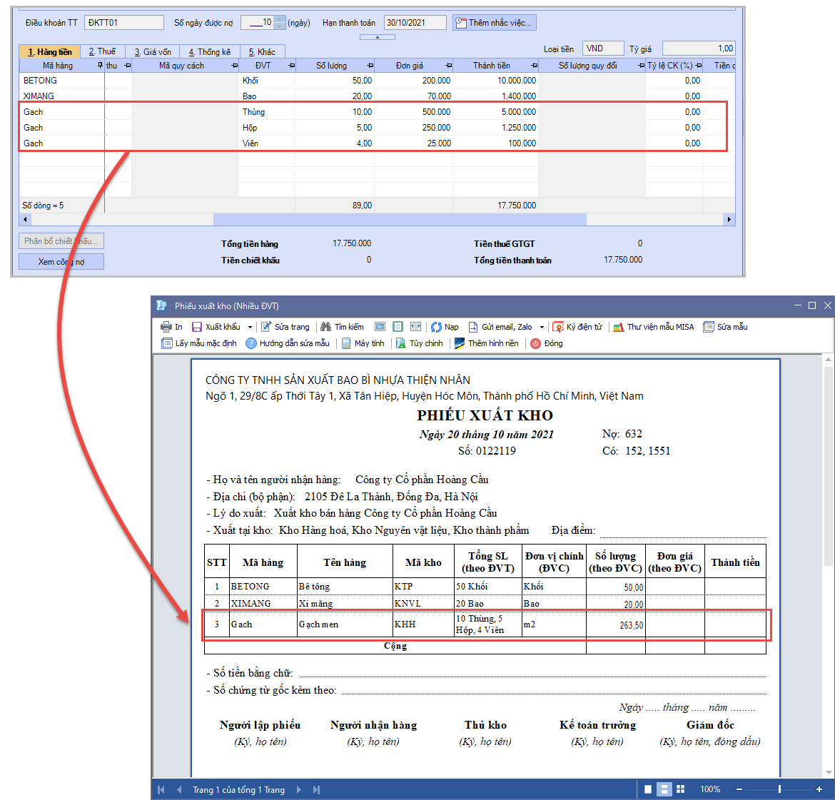 Tôi muốn quy đổi số lượng VTHH từ 1 ĐVT ra đồng thời nhiều ĐVT, tương ...