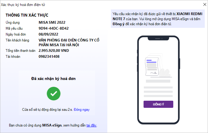 Ký điện tử qua dịch vụ chữ ký số từ xa MISA eSign – SME2023