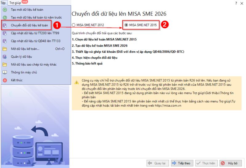 Làm thế nào để nâng cấp phần mềm MISA SME 2015 lên MISA SME 2026? – SME2026