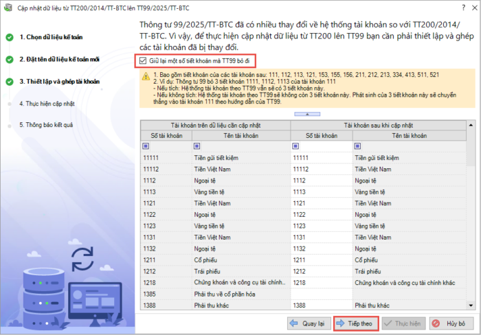 Chuyển đổi dữ liệu từ TT200 lên TT99 – SME2026